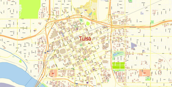 Tulsa Oklahoma PDF Map Vector Exact City Plan detailed Street Map ...