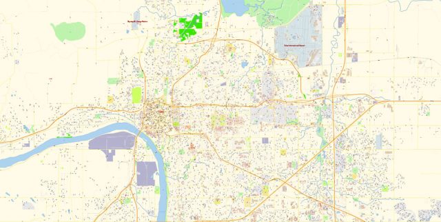 Tulsa Oklahoma PDF Map Vector Exact City Plan detailed Street Map ...