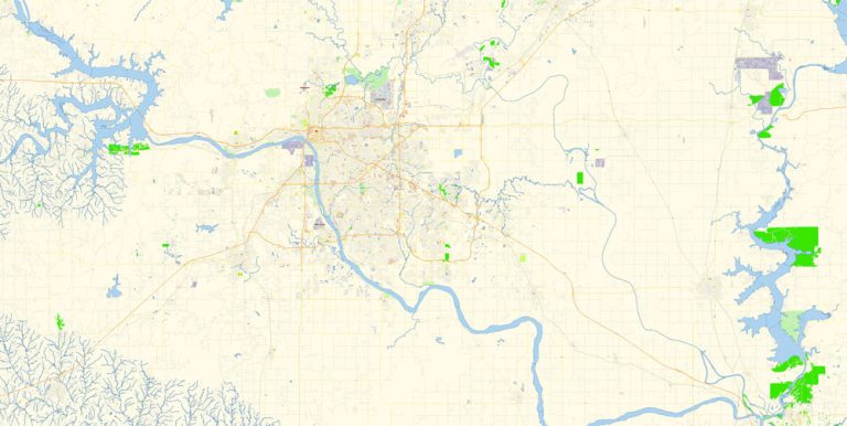 Tulsa Oklahoma PDF Map Vector Exact City Plan detailed Street Map ...