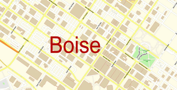 Boise Idaho US PDF Map Vector Exact City Plan detailed Street Map ...