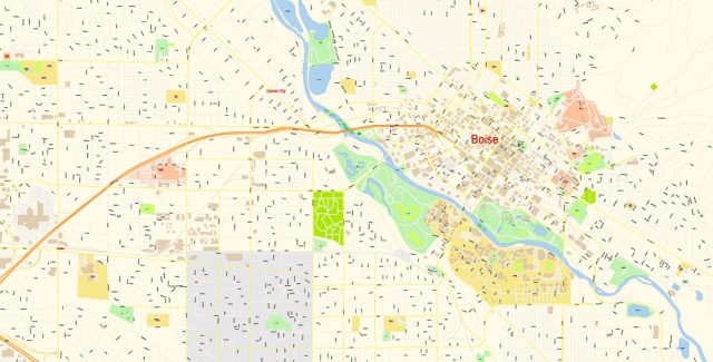 Boise Idaho US PDF Map Vector Exact City Plan detailed Street Map ...