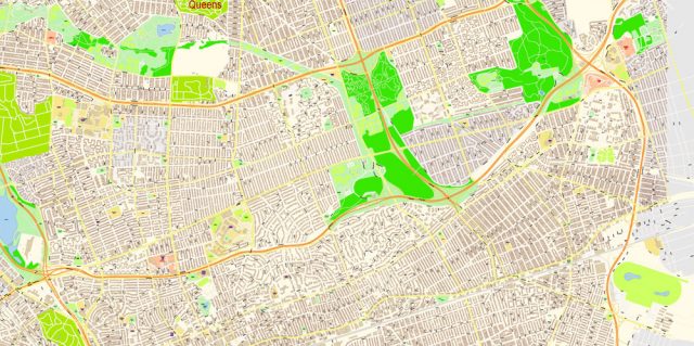 Brooklyn New York US Map Vector Exact City Plan extra detailed Street ...