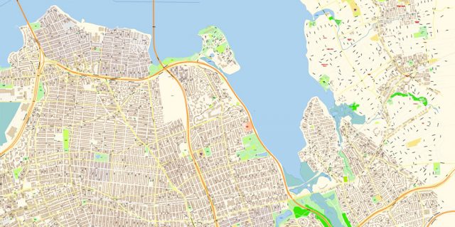 Brooklyn New York US PDF Map Vector Exact City Plan extra detailed ...