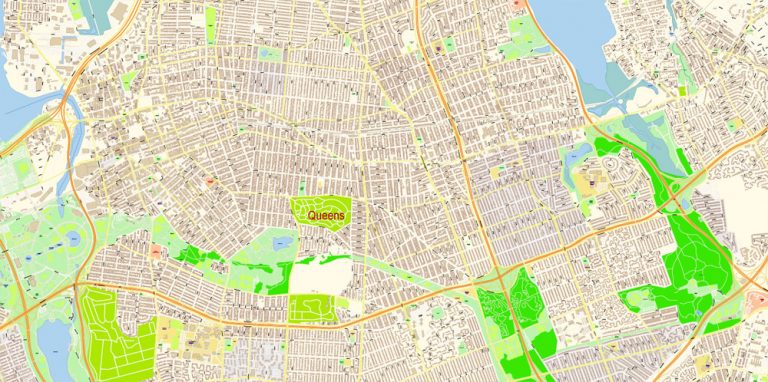 Brooklyn New York US Map Vector Exact City Plan extra detailed Street ...