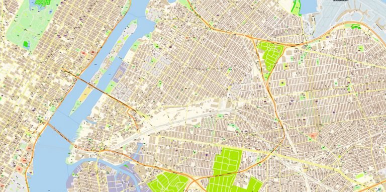 Brooklyn New York US PDF Map Vector Exact City Plan extra detailed ...
