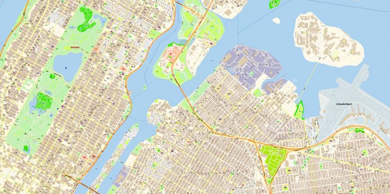 Brooklyn New York US PDF Map Vector Exact City Plan extra detailed ...