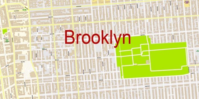 Brooklyn New York US Map Vector Exact City Plan extra detailed Street ...