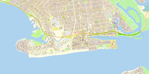 Brooklyn New York US Map Vector Exact City Plan extra detailed Street ...