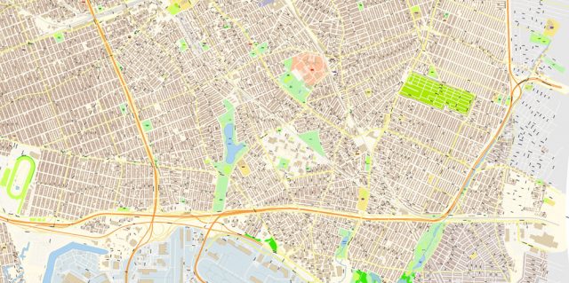 Brooklyn New York US Map Vector Exact City Plan extra detailed Street ...