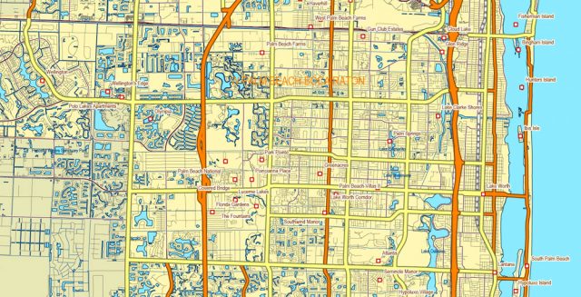 _Florida State PDF Vector Map exact extra detailed All Roads, Cities ...