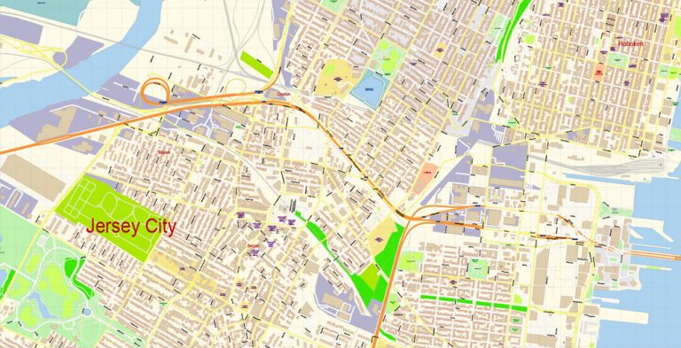 Jersey City New Jersey Map Vector Exact City Plan detailed Street Map ...