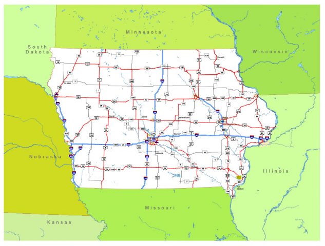 Free vector map State Iowa US Adobe Illustrator and PDF download – Maps ...