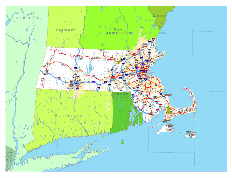 Free vector map State Massachusetts US Adobe Illustrator and PDF ...