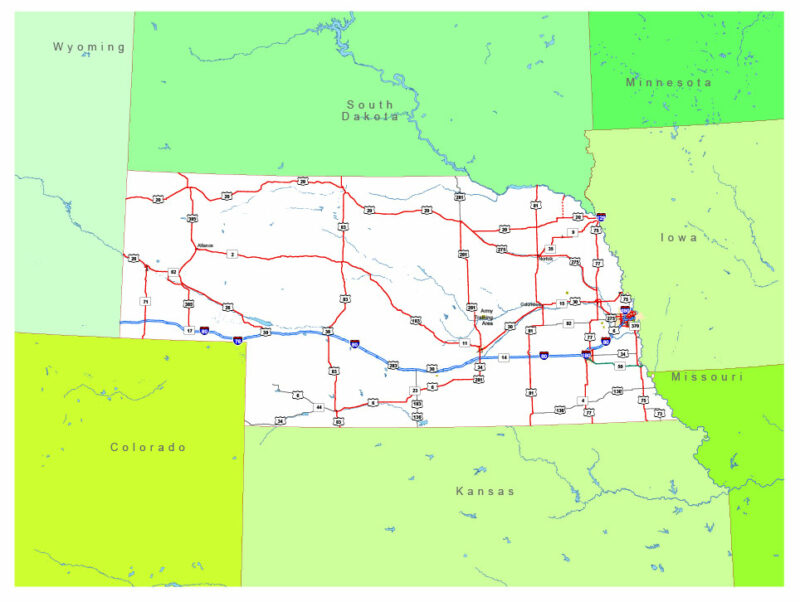 Free vector map State Nebraska US Adobe Illustrator and PDF download ...