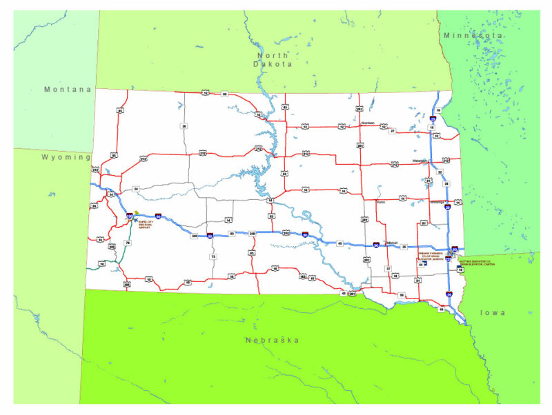 Free vector map State South Dakota US Adobe Illustrator and PDF ...
