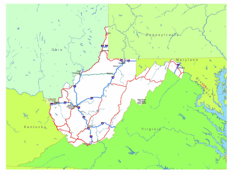 Free vector map State West Virginia US Adobe Illustrator and PDF ...