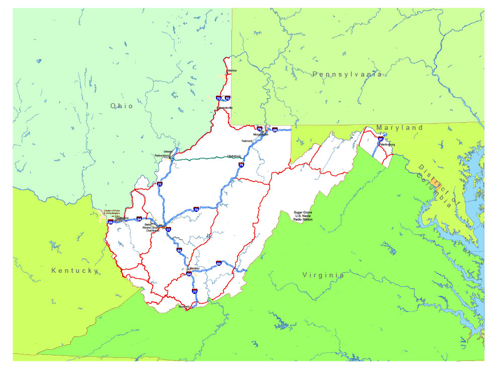 Free vector map State West Virginia US Adobe Illustrator and PDF ...