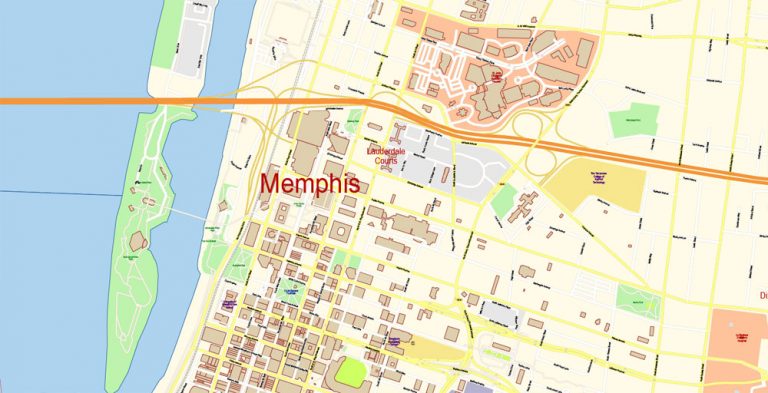 Memphis Tennessee PDF Map Vector Exact City Plan detailed Street Map ...