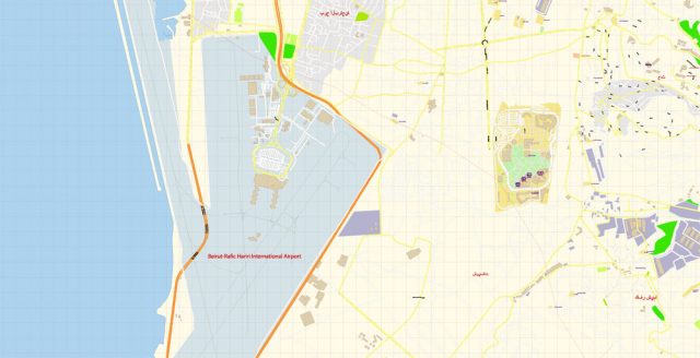 Beirut Lebanon Map Vector Exact City Plan detailed Street Map editable ...
