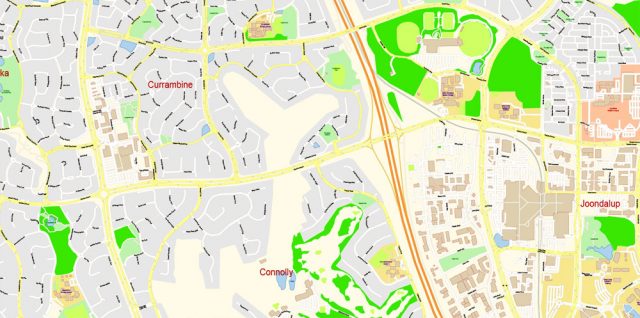 Perth Australia Map Vector Grande Exact City Plan detailed Street Map ...