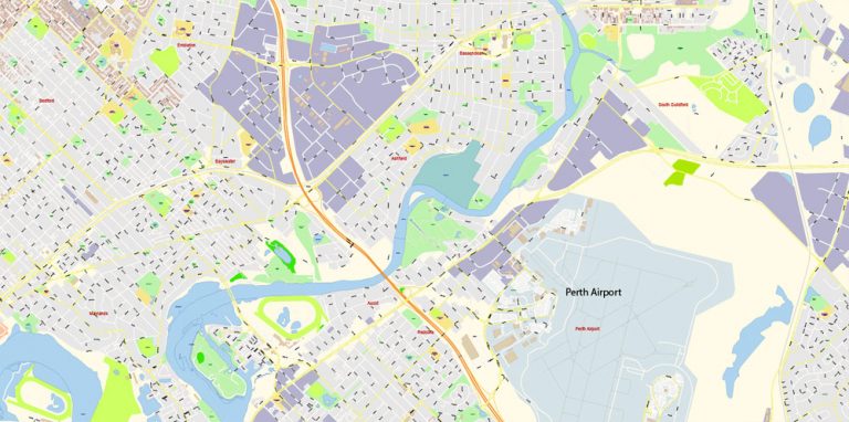 Perth Australia Map Vector Grande Exact City Plan detailed Street Map ...