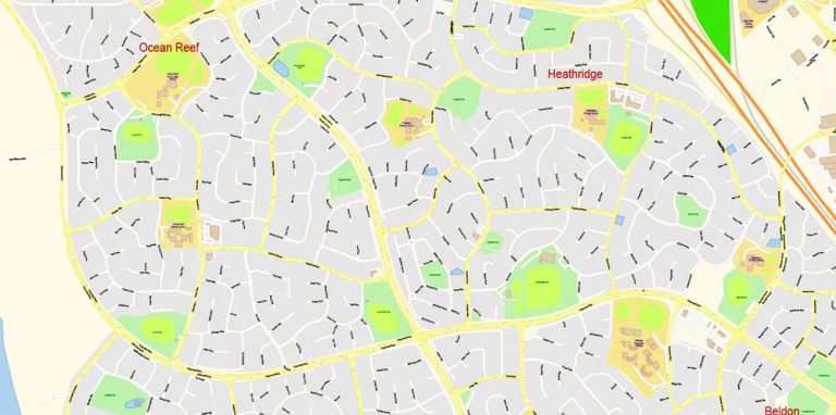 Perth Australia Map Vector Grande Exact City Plan detailed Street Map ...