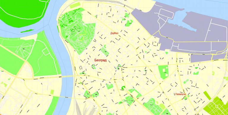 Belgrade Serbia PDF Map Vector Grande Exact City Plan detailed Street ...