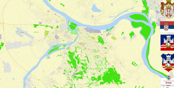 Belgrade Serbia Map Vector Grande Exact City Plan detailed Street Map ...