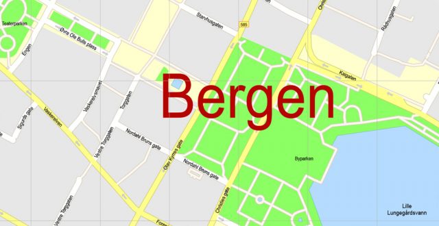 Bergen Norway PDF Map Vector Grande Exact City Plan detailed Street Map ...