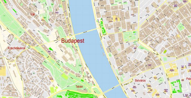 Budapest Hungary Map Vector Exact City Plan detailed Street Map ...