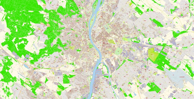 Budapest Hungary Map Vector Exact City Plan detailed Street Map ...