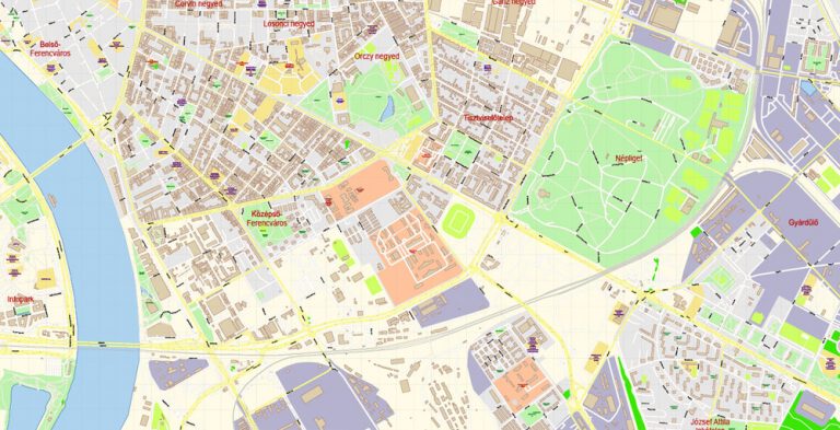 Budapest Hungary Map Vector Exact City Plan detailed Street Map ...