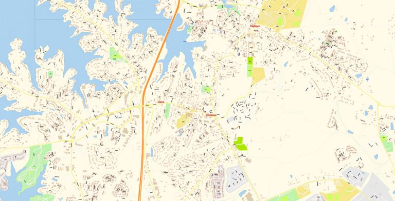 Charlotte North Carolina US CDR Map Vector Grande Exact City Plan ...