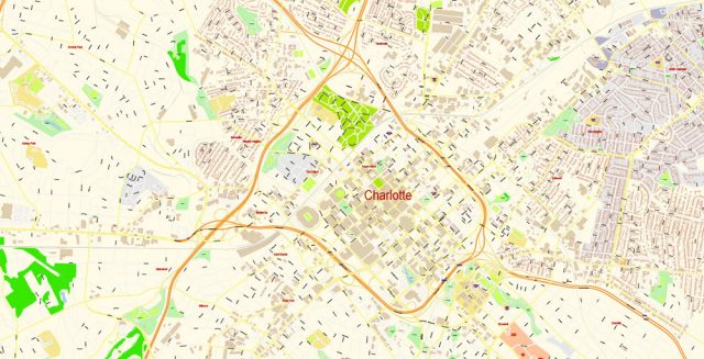 Charlotte North Carolina US CDR Map Vector Grande Exact City Plan ...