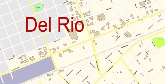 Del Rio Texas US + Ciudad Acuña Mexico PDF Map Vector Exact City Plan ...