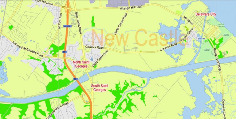 Delaware State PDF Map Vector Exact Plan detailed Road Admin Map ...
