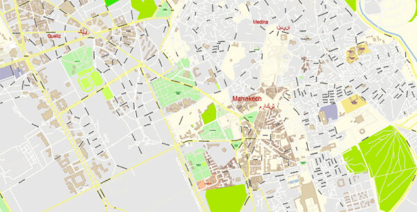 Marrakesh / Marrakech Morocco PDF Map Vector Exact City Plan detailed ...
