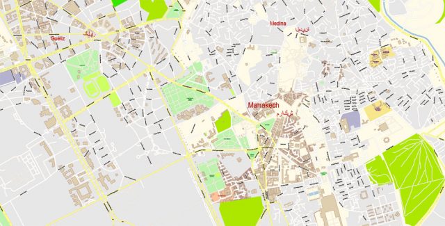 Marrakesh / Marrakech Morocco PDF Map Vector Exact City Plan detailed ...