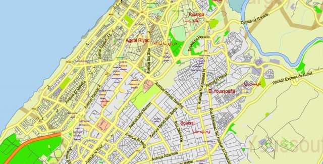 _Morocco PDF Map Vector Exact 01 Plan detailed Street Road Admin Map ...