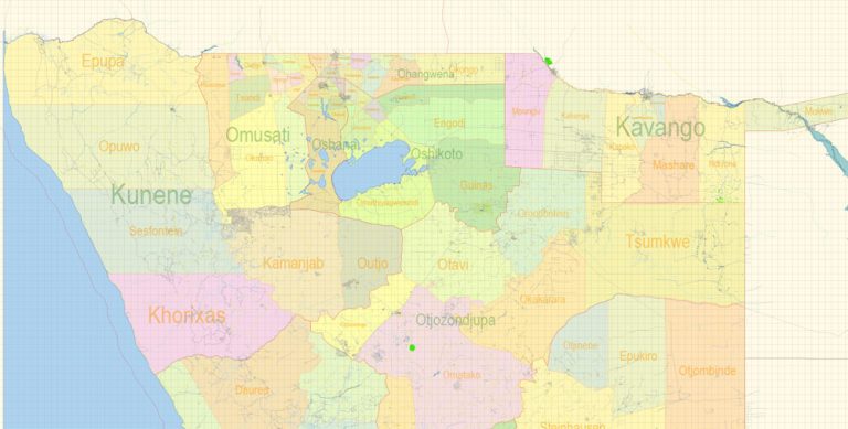 Namibia PDF Map Vector Exact Country Plan detailed 01 Road Admin Map ...