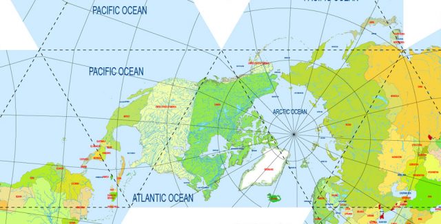 World Vector Map Dymaxion Projection Adobe Illustrator Detailed Country ...