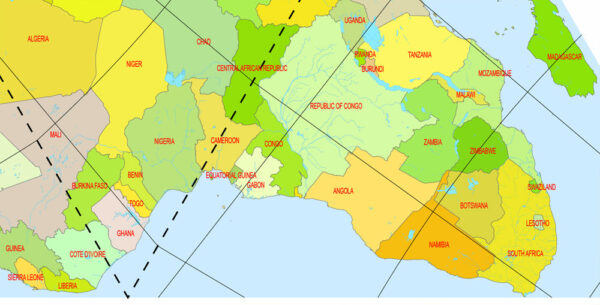 World Vector Map Dymaxion Projection Adobe Illustrator Detailed Country ...