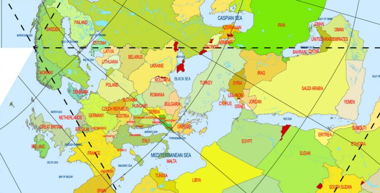 World Vector Map Dymaxion Projection Adobe Illustrator Detailed Country ...