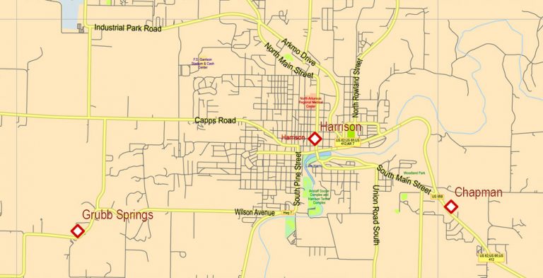 Arkansas State US PDF Map Vector Exact State Plan High Detailed Street ...