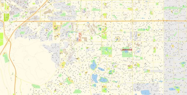 Lakewood Colorado US PDF Map Vector Exact City Plan High Detailed ...