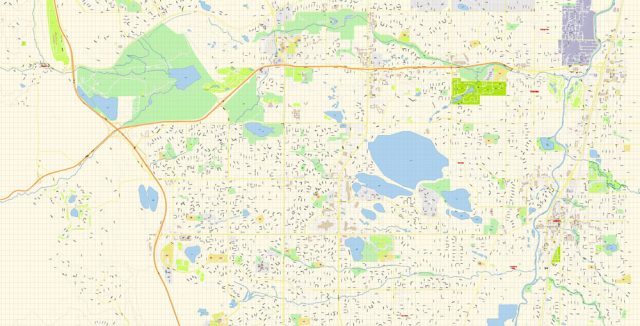Lakewood Colorado US PDF Map Vector Exact City Plan High Detailed ...