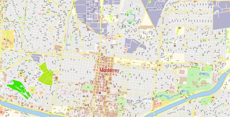 Monterrey Mexico PDF Map Vector Exact City Plan Metro Area High ...