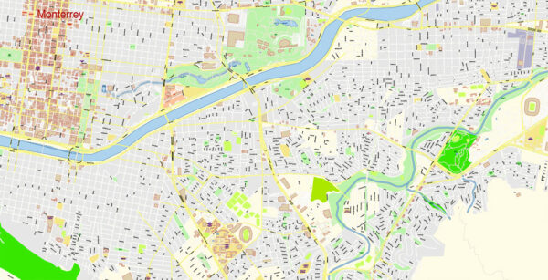 Monterrey Mexico PDF Map Vector Exact City Plan Metro Area High ...