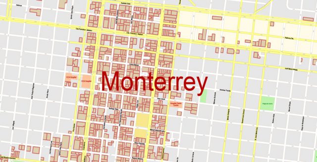 Monterrey Mexico PDF Map Vector Exact City Plan Metro Area High ...