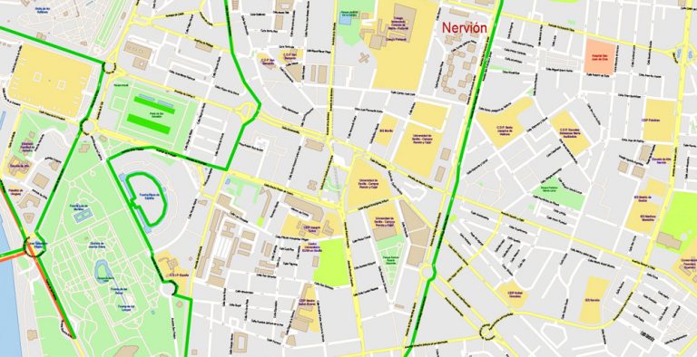 Seville Spain PDF Map Vector Exact City Plan High Detailed Street Map ...